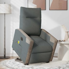 Elektrické zvedací masážní polohovací křeslo tmavě šedé textil 3324106