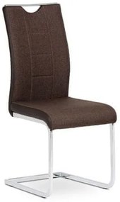 Autronic Moderní jídelní židle Jídelní židle chrom / hnědá látka + hnědá koženka (DCL-410 BR2)