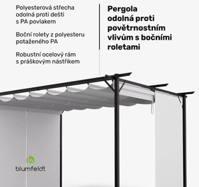 Blumfeldt Pantheon Robust, pergola, 3 x 4 m, s bočními roletami, práškově lakovaná ocel odolná vůči povětrnostním vlivům