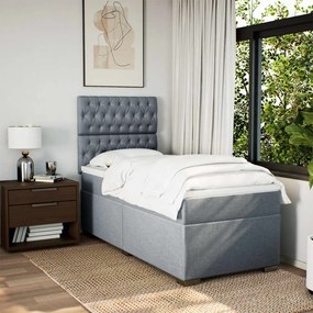 Box spring postel s matrací světle šedá 90x190 cm textil 3292650