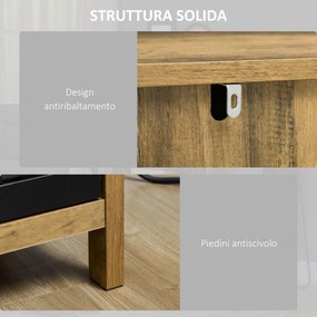 HOMCOM Moderní skleněný sekretář se 2 dveřmi, skříň do obývacího pokoje, 60x35x120cm, hnědá