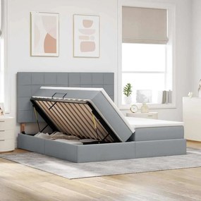 Postel s úložným prostorem Světle šedá 200 x 200 cm Textil 3372203