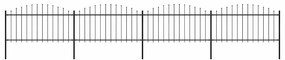 Zahradní plot s kopím nahoře ocelový 671 x 150 cm černý 277733