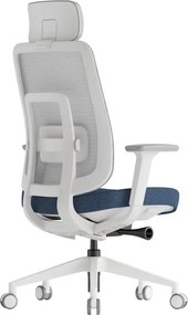Kancelářská ergonomická židle K42 WHITE SP – síť/ čalouněná, modrá