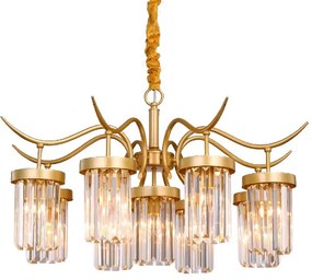 Toolight - Závěsný křišťálový lustr 9xE27 60W, zlatá, OSW-08916