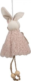 Závěsný velikonoční králíček s růžovými šaty Magiccal - 8*3*16 cm
