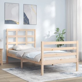vidaXL Rám postele s čelem Small Single masivní dřevo [3193946] Barva: Přírodní