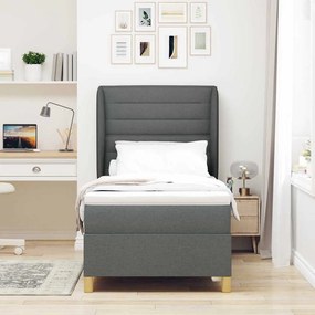 Postel s boxspringem s matrací Tmavě šedá 200 x 80 cm textil 3340656