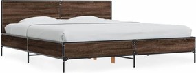 Rám postele hnědý dub 200 x 200 cm kompozitní dřevo a kov 3280021
