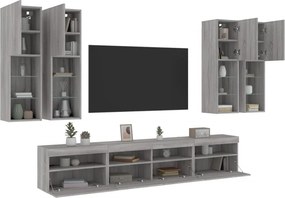 7dílná obývací stěna s LED osvětlením šedá sonoma 3216776