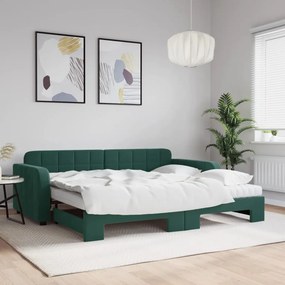 Válenda s přistýlkou a matracemi tmavě zelená 90 x 200 cm samet 3196955