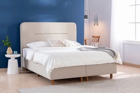 Béžová postel s úložným prostorem a s čelem LUNA Rhae, 160x200