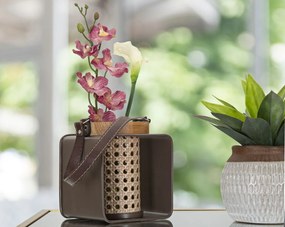 Lucerna Rattan 20 cm hnědá