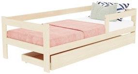 Benlemi Jednolůžková postel ze dřeva SAFE 5v1 se zábranou a úložným šuplíkem Zvolte barvu: Námořnická modrá, Zvolte rozměr: 80x180 cm, Zvolte zábranu: S otevřeným vstupem