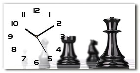 Wallmuralia Skleněné hodiny na stěnu Šachové figury 60x30 cm