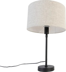 Stolní lampa černá nastavitelná se světle šedým stínítkem 35 cm - Parte