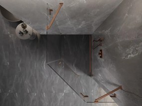 Mexen Lunar, pětiúhelníkový sprchový kout s pravým sklonem 90 x 100 cm, 8mm čiré sklo, profil měděná matná, 831-090P-100L-65-00-P