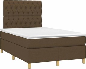 Box spring postel s matrací a LED tmavě hnědá 120x200 cm textil 3135664