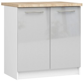 Dolní kuchyňská skříňka Ozara S80 2D (bílá + metalický lesk). 1071126
