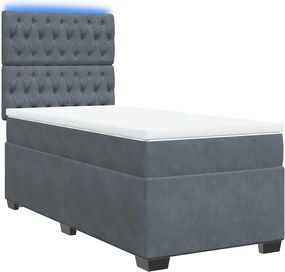 Box spring postel s matrací tmavě šedá 90x200 cm samet 3293117