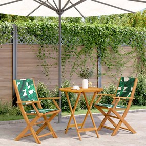 3dílný bistro set vzor listů textil a masivní dřevo 3281860