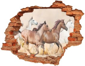 Wallmuralia Díra 3D fototapeta nálepka Koně ve cvalu 90x70 cm