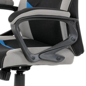 AUTRONIC Kancelářská a herní židle, potah modrá, šedá a černá látka, houpací mechanismus