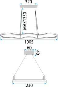 Toolight Toolight, stropní svítidlo 120cm, 24W, 3000K, LHJ027-CP, zlatá lesklá, OSW-50012