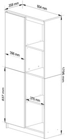 Regál Rexa 80 cm 1 skříňka a 4 police wenge/sonoma