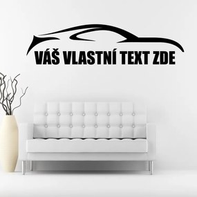 Silueta auta s vaším textem - vinylová samolepka na zeď 100x29cm