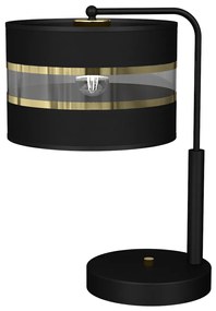Stolní lampa Ultimo, 1x černé/zlaté textilní stínítko, b