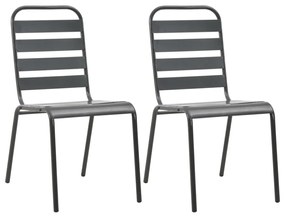 Stohovatelné zahradní židle 2 ks ocelové šedé - Default Title