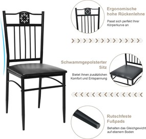 Costway 5dílná sada jídelního stolu Obdélníková jídelní sada se 4 polstrovanými