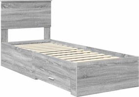 Rám postele Šedý Sonoma a stříbrná 75 x 190 cm Kompozitní dřevo 3410963