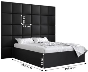 Manželská postel s čalouněným čelem 160 cm Brittany 3 (černá matná + černá) (s roštem). 1046006