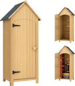 Outsunny Zahradní Chata z Dřeva 77,5x54,2x179,5 cm 0,3 m² Exteriérová Zahradní Chata s Uložením Nářadí, 3 Policemi a 2 Zamykacími Dveřmi pro Terasu |