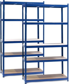Dílenský regál Wiltec – 100 × 60 × 200 cm, 200 kg, modrá (64870)