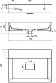 Sapho GODIVA umyvadlo 58 x 44cm, bez otvoru, litý mramor, bílá GU058-0