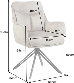 Designová otočná židle Brock taupe samet