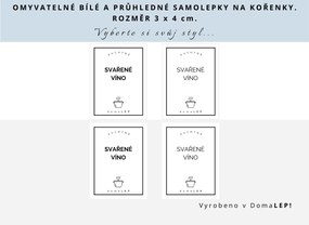 SVAŘENÉ VÍNO - Samolepka na kořenky 3 x 4 cm - DomaLEP varianta: PRŮHLEDNÁ - tučné písmo