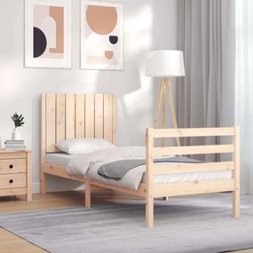 vidaXL Rám postele s čelem Small Single masivní dřevo [3194727] Barva: Přírodní