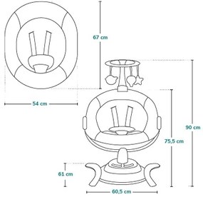 Lionelo - Dětské houpátko s melodií BELLA Grey Concrete + dálkové ovládání