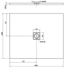 Polysan FLEXIA vanička z litého mramoru, 120x100x3cm, 71563