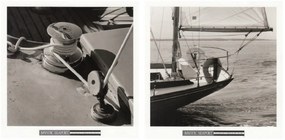 ART-STYLE Set obrázků 18x18, naviják &amp; záď, rám bílý s patinou