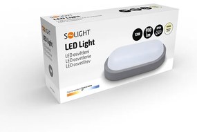 Solight LED venkovní osvětlení oválné, 13W, 910lm, 4000K, IP54, 21cm, šedá barva