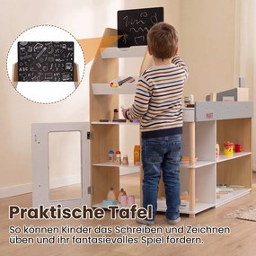 Costway Dětský supermarketový dřevěný obchod pro dívky a chlapce od 3 s tabulí