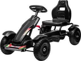 HOMCOM Go-Kart Pedálové Auto s Ruční Brzdou, Nastavitelným Sedadlem a Předními a Zadními Rychlostmi, Hračková Pedálová auta pro Děti 5-12 let Černá |
