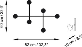 Nástěnný kovový věšák Dama 82 cm černý