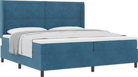 Postel s boxspringem s čelo Modrá 200 x 200 cm samet 3342084
