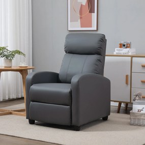 HOMCOM Relaxační křeslo, televizní křeslo s vibrační masáží, polohovací funkcí, 2 masážní body, dálkové ovládání, 68 x 88 x 98 cm Šedá